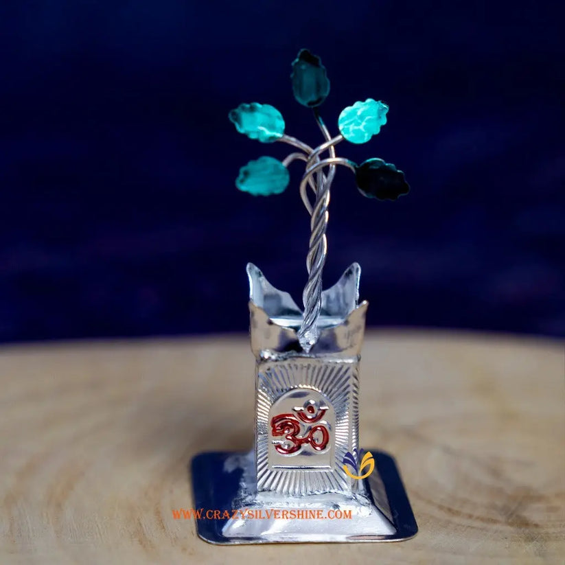 Mini Tulsi Tree With Green Leaves - Crazy Silver Shine
